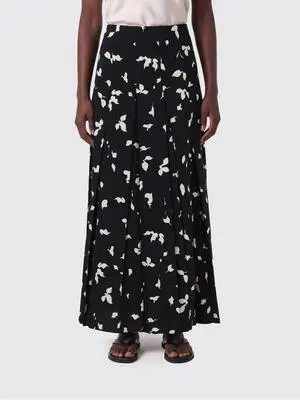 ALYSI ALYSI Pleated Midi Skirt With Floral Print Black