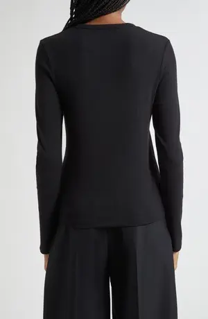 Vince Luxe Long Sleeve Crewneck Top - Black