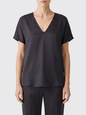 ALYSI V-neck Short Sleeve Top - Charcoal