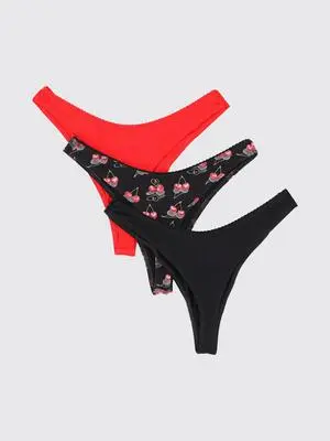 DIESEL® Set Of 3 Printed Cotton Briefs With Cherry Logo - Black