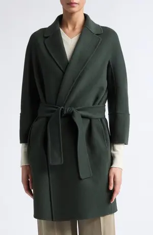 Max Mara Arona Belted Virgin Wool Wrap Coat - Emerald