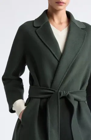 Max Mara Arona Belted Virgin Wool Wrap Coat - Emerald