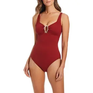 BLEU BY ROD BEATTIE Ribbed Hardware One-piece Swimsuit - Barcelona Red