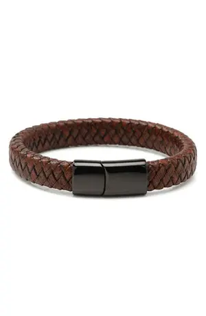 CUFFLINKS, INC. Braided Leather Bracelet With Magnetic Clasp