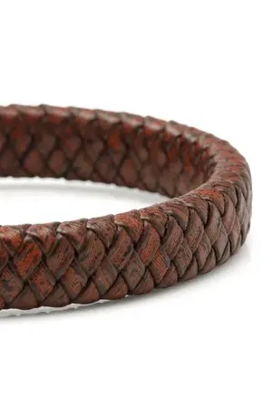 CUFFLINKS, INC. Braided Leather Bracelet With Magnetic Clasp