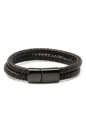 CUFFLINKS, INC. Braided Leather Bracelet With Magnetic Clasp