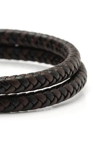 CUFFLINKS, INC. Braided Leather Bracelet With Magnetic Clasp