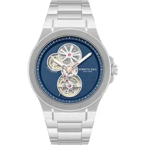 KENNETH COLE Grove Automatic Watch With Open Heart Dial - Silver