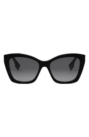 Fendi Lettering Gradient Square Sunglasses - Shiny Black/gradient Smoke
