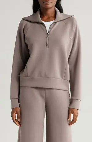 Spanx Airessentials Half Zip Sweatshirt - Smoke