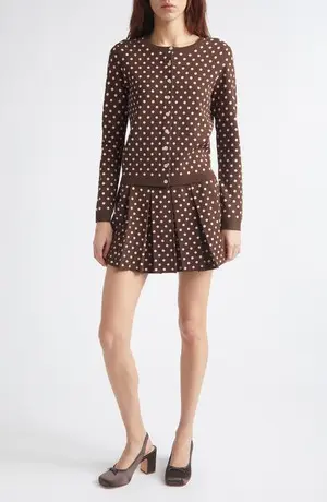 Sandy Liang Ermine Pleated Dot Jacquard Miniskirt