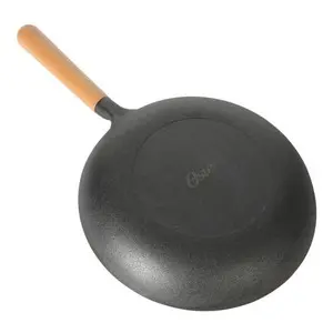 OSTER Platinum Flintfield Pre-seasoned Cast Iron Skillet With Wood Handle