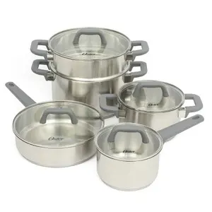 OSTER Beauford 9-piece Stainless Steel Pots And Pans Cookware Set - Silver