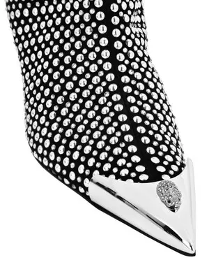 Philipp Plein Studded And Strass Skull Low Heel Ankle Boots