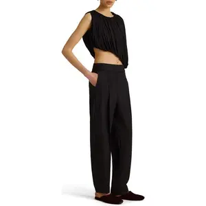 Marina Moscone Gathered Draped Top - Black