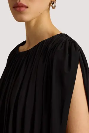 Marina Moscone Gathered Draped Top - Black