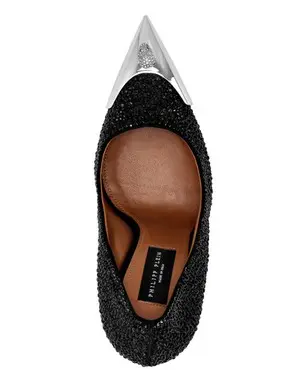 Philipp Plein Satin Pumps With Rhinestone Embellishments And Metal Toe Cap