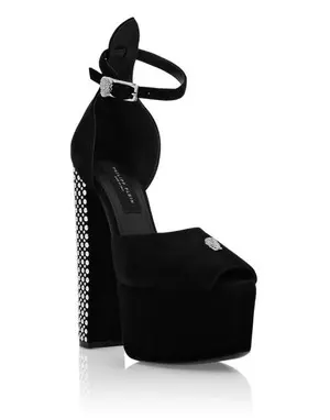 Philipp Plein Studded And Strass High Heel Platform Sandals - Black