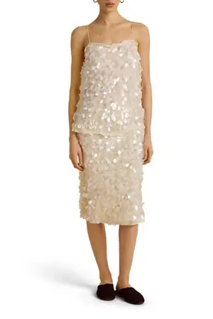 Marina Moscone Paillette Embellished Tubino Skirt - Ivory