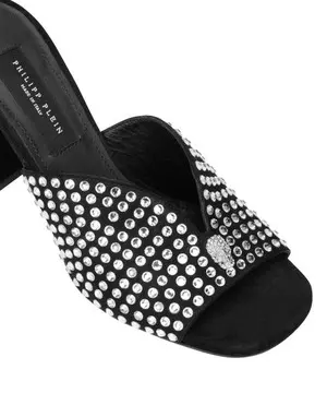 Philipp Plein Suede Platform Sandals With Rhinestone Embellishments