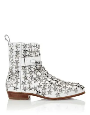 Philipp Plein Mid Flat Ankle Boots With Star Studs