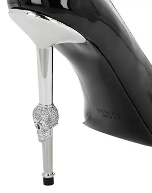 Philipp Plein Patent Leather Stiletto Pumps With Embellished Heel