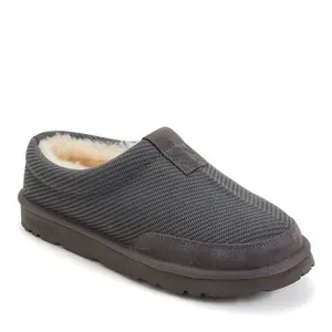 DEARFOAMS Fireside Grafton Sport Knit Water Repellent Twill Clog With Genuine Shearling - Grey