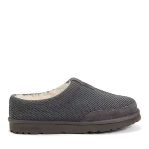 DEARFOAMS Fireside Grafton Sport Knit Water Repellent Twill Clog With Genuine Shearling - Grey