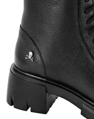 Philipp Plein Leather Lace-up Combat Boots