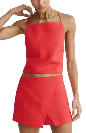 Mango Square Neck Crop Top - Red
