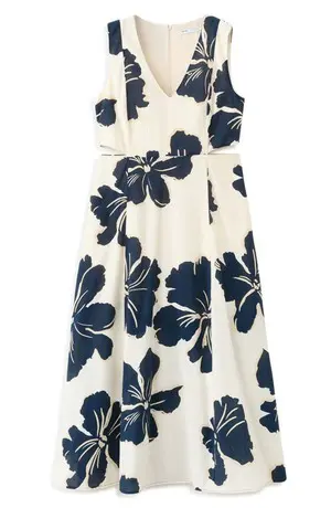 Mango Floral Print Cutout Sleeveless Maxi Dress