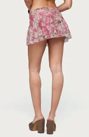 EDIKTED Tessa Floral Ruffle Miniskirt