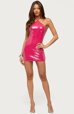 EDIKTED Vessie Sequin Halter Minidress