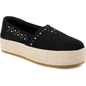 Toms Platform Espadrilles With Frayed Edges - Black