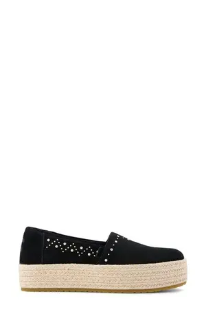 Toms Platform Espadrilles With Frayed Edges - Black