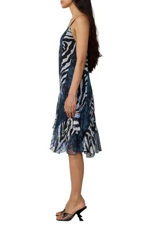 Diane Von Furstenberg Rafferty Mixed Print Silk Chiffon Dress