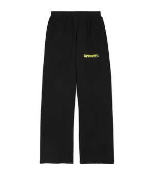 Balenciaga Cotton Messy Spray Logo Sweatpants - Black