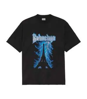 Balenciaga Cotton Paris Thunderstorm T-shirt