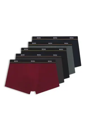 BOSS Assorted 5-pack Essential Stretch Cotton Trunks - Black/red/grey/navy
