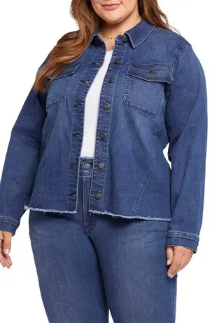 NYDJ Fray Hem Denim Trucker Jacket - Rendezvous