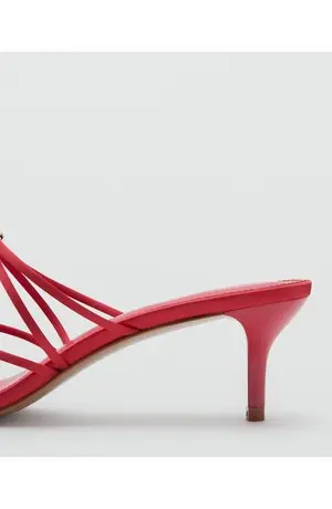 Mango Kitten Heel Satin Strap Sandal