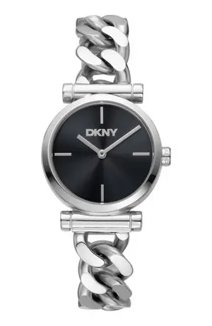 Dkny Curb Chain Link Bracelet Watch - Black