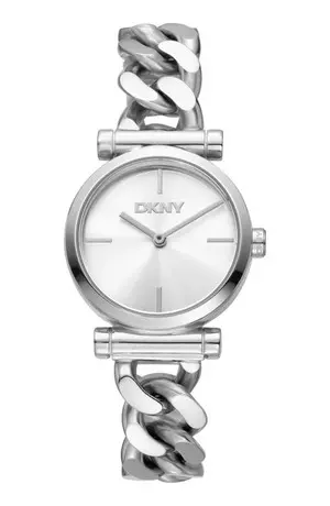 Dkny Curb Chain Link Bracelet Watch - Silver