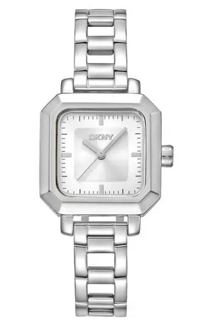 Dkny DKNY Petite Square Stainless Steel Link Bracelet Watch Silver