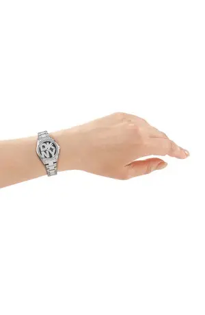 Dkny Two Tone Link Watch And Chain Bracelet Set - Black