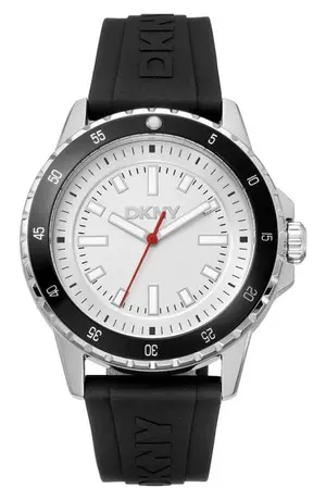 Dkny Sport Silicone Strap Watch - Silver/strap