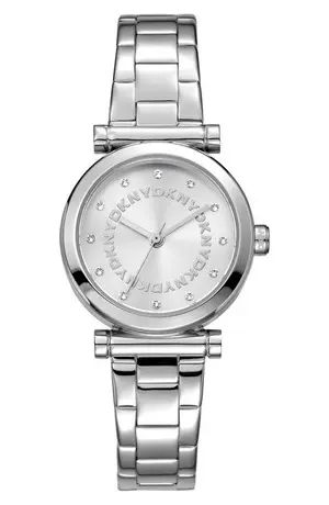 Dkny Essentials Two-tone Crystal Marker Bracelet Watch - Silver