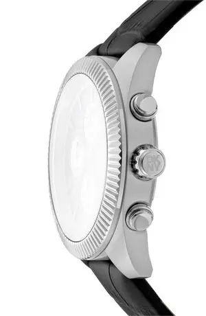 Dkny Chronograph Watch With Leather Strap - Black
