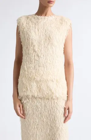 TOTEME Feathered Jersey Tank - Eggshell