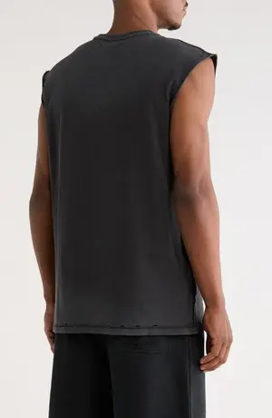 PURPLE BRAND Distressed Sleeveless Graphic T-shirt